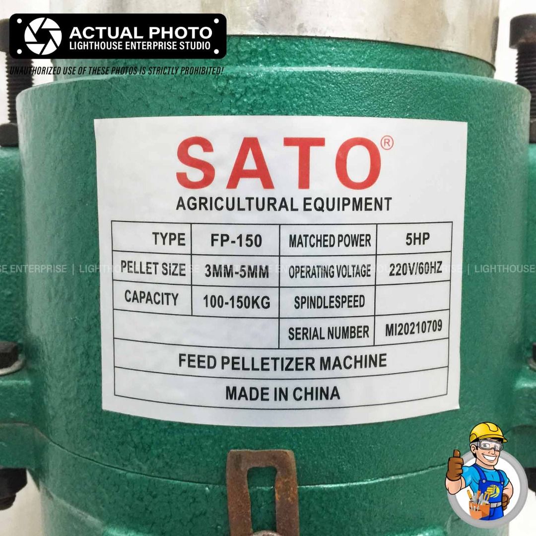 SATO 100-150kg 3-5mm Feed Pelletizer Machine / Feed Pellet Machine ...