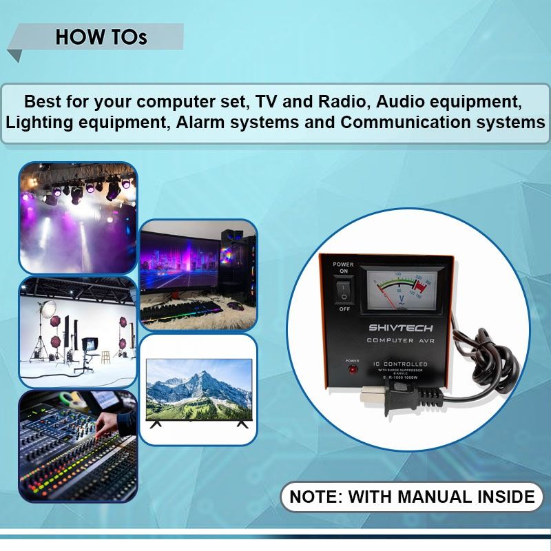 SHIVTECH AVR SVR-1000, IC CONTROLLED with SURGE SUPRESSOR, 1000W 110V ...