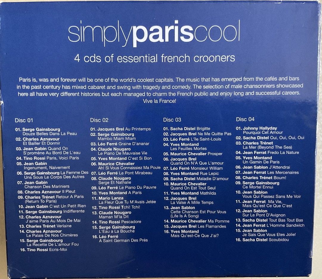 Simply Paris Cool 4CDs Of Essential French Crooners, Hobbies & Toys ...
