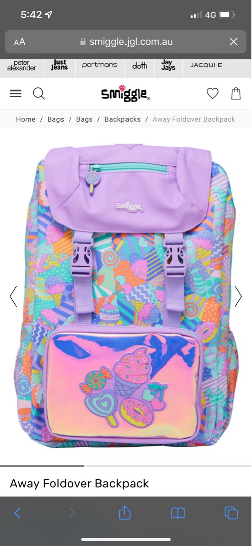 Smiggle backpack latest design girls purple, Women's Fashion, Bags ...