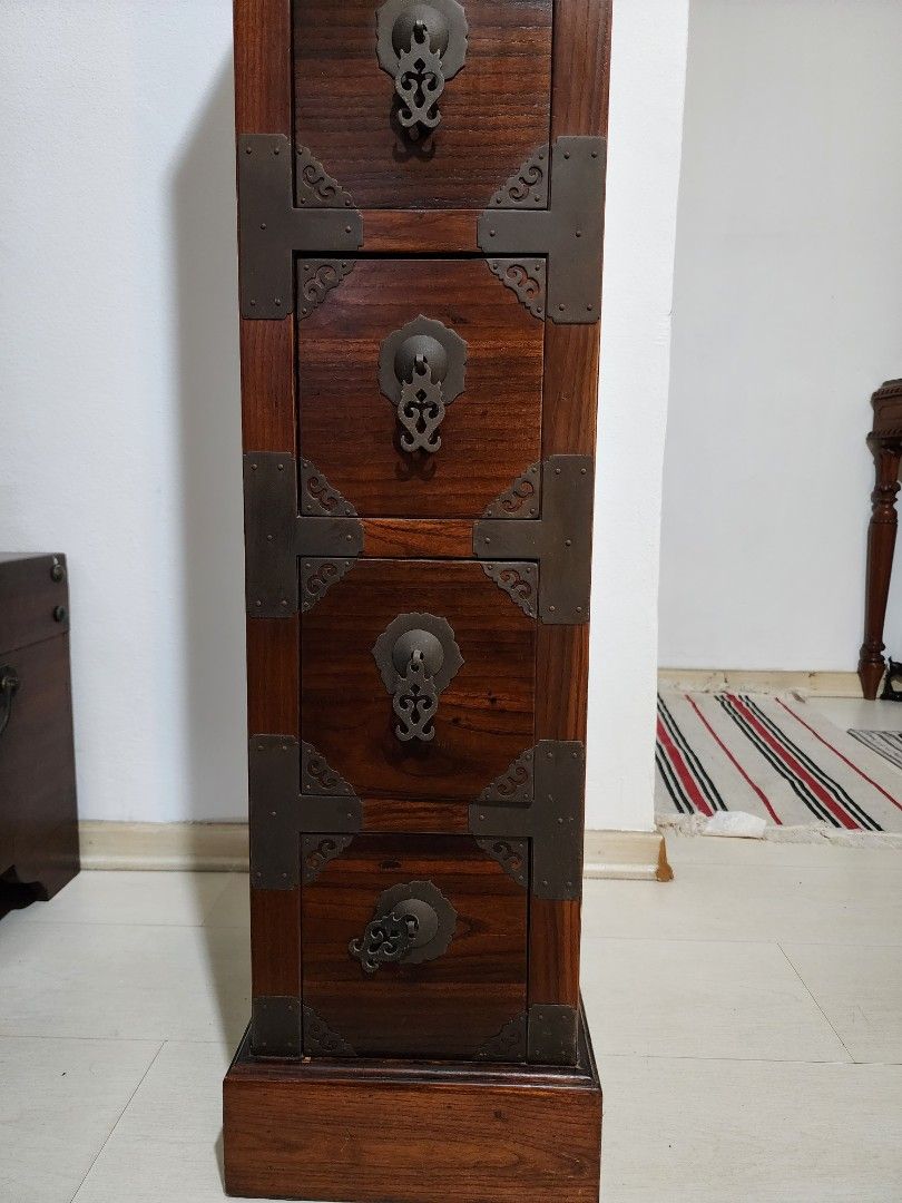 Solid Teak wood Indian Culture Chest Drawer, Furniture & Home Living ...