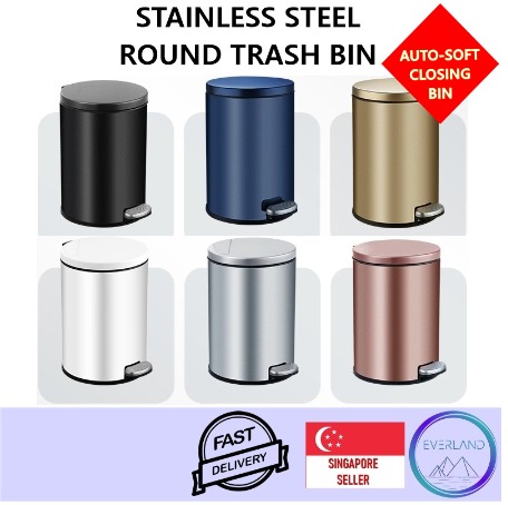 Stainless Steel Dustbin/ Auto Soft Close/ Minimalist Design/ Trash Bin ...