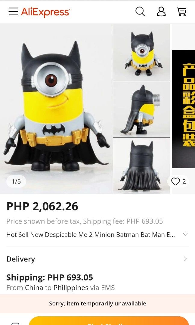 stuart Despicable 2 Me Batman Ver. Figurine, Hobbies & Toys, Toys ...