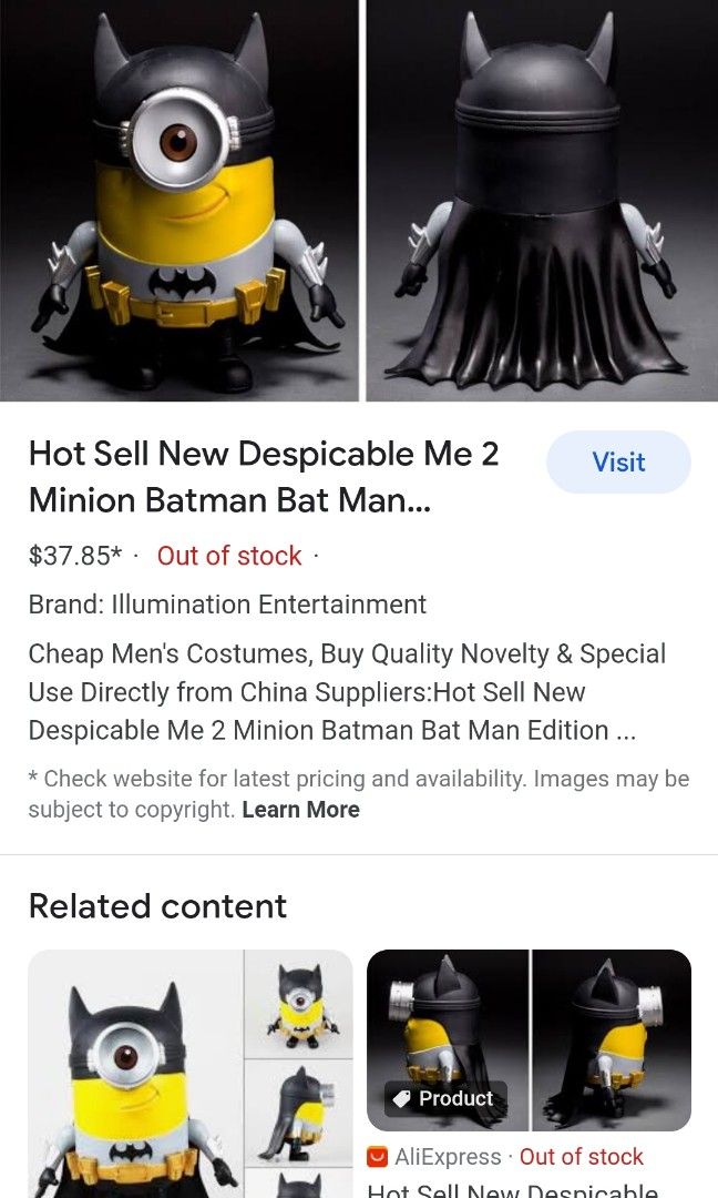 stuart Despicable 2 Me Batman Ver. Figurine, Hobbies & Toys, Toys ...