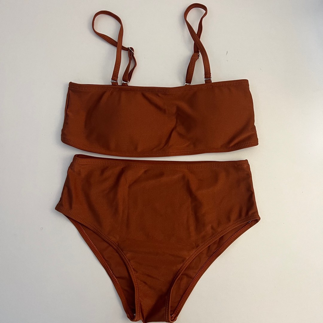 Vida Swimwear Summer Brown Orange Tangerine Basic Bikini Two Piece High ...