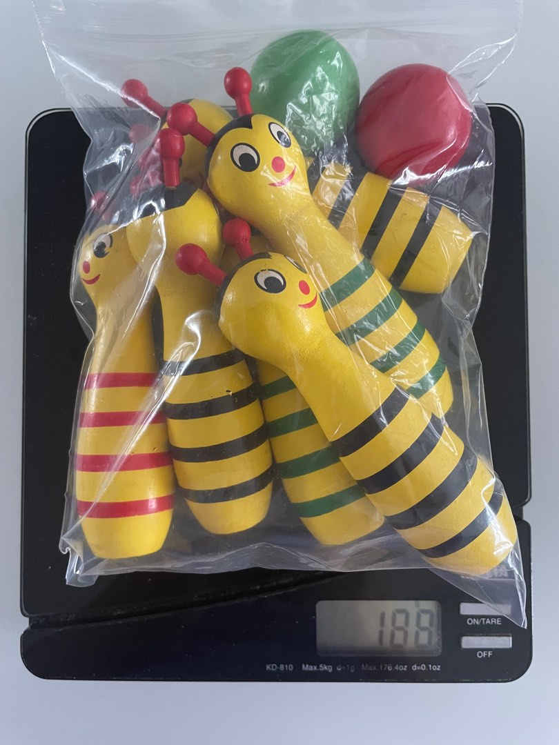 Wooden Bee Bowling Set, Hobbies & Toys, Toys & Games on Carousell