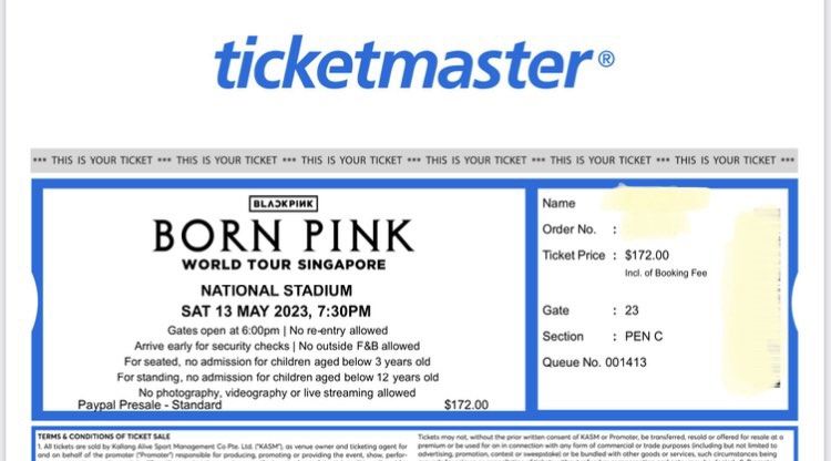 WTS Black Pink Born Pink Singapore Concert. Free Standing x2 tickets ...
