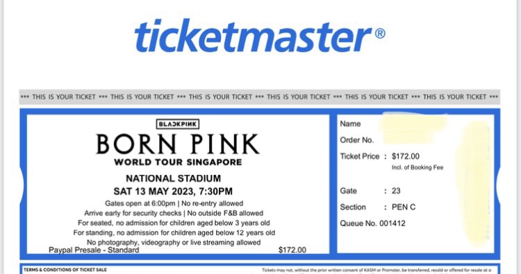 WTS Black Pink Born Pink Singapore Concert. Free Standing x2 tickets ...