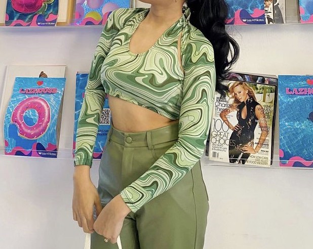 y2k green marble top on Carousell