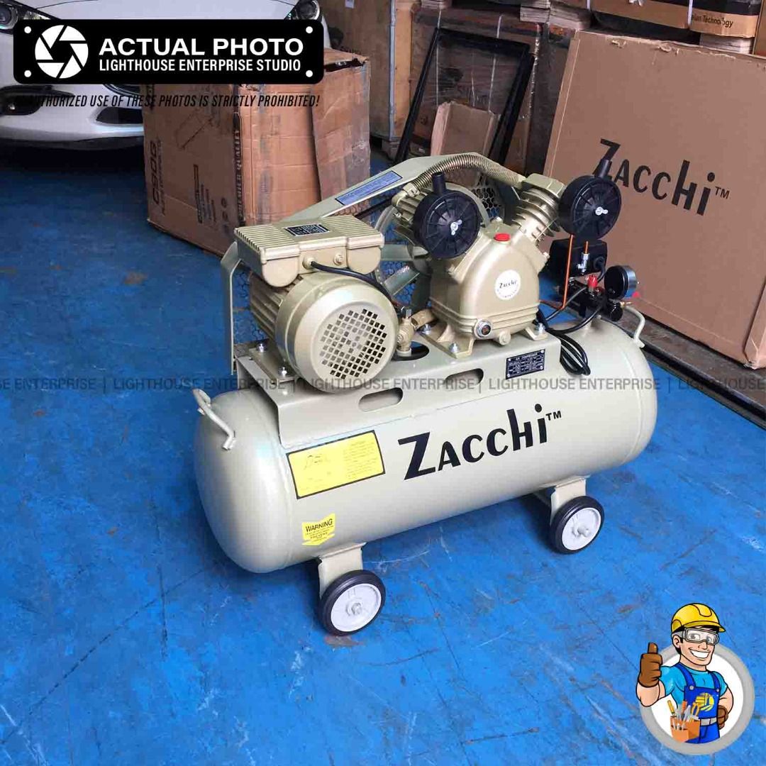 ZACCHI Italy Industrial 1.5HP 60L Belt Driven Air Compressor (ZAC-050 ...