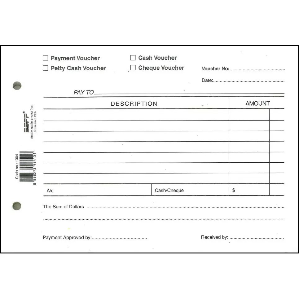 4 in 1 Voucher Pad of 100 (Cash/Petty Cash/Payment/Cheque), Hobbies ...
