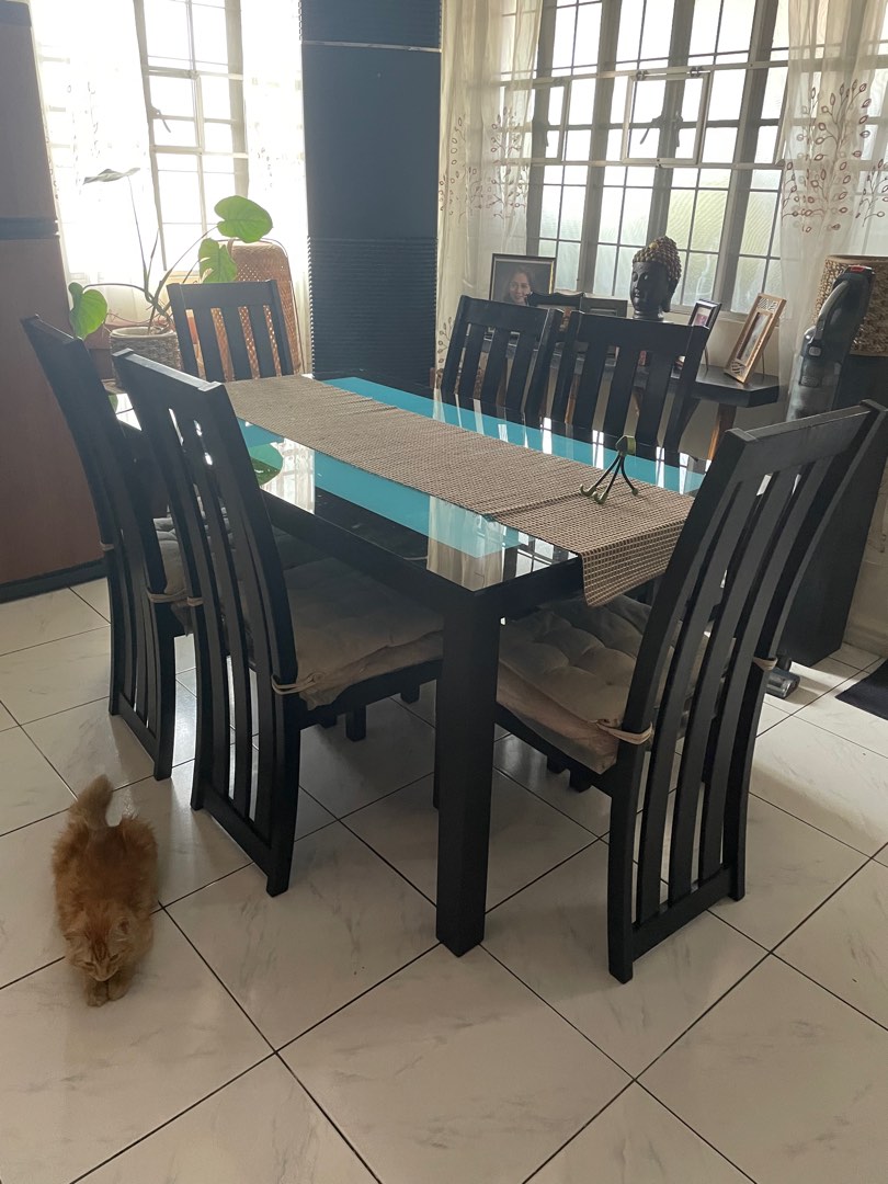 6 Seater Dining Table + Chair Set on Carousell