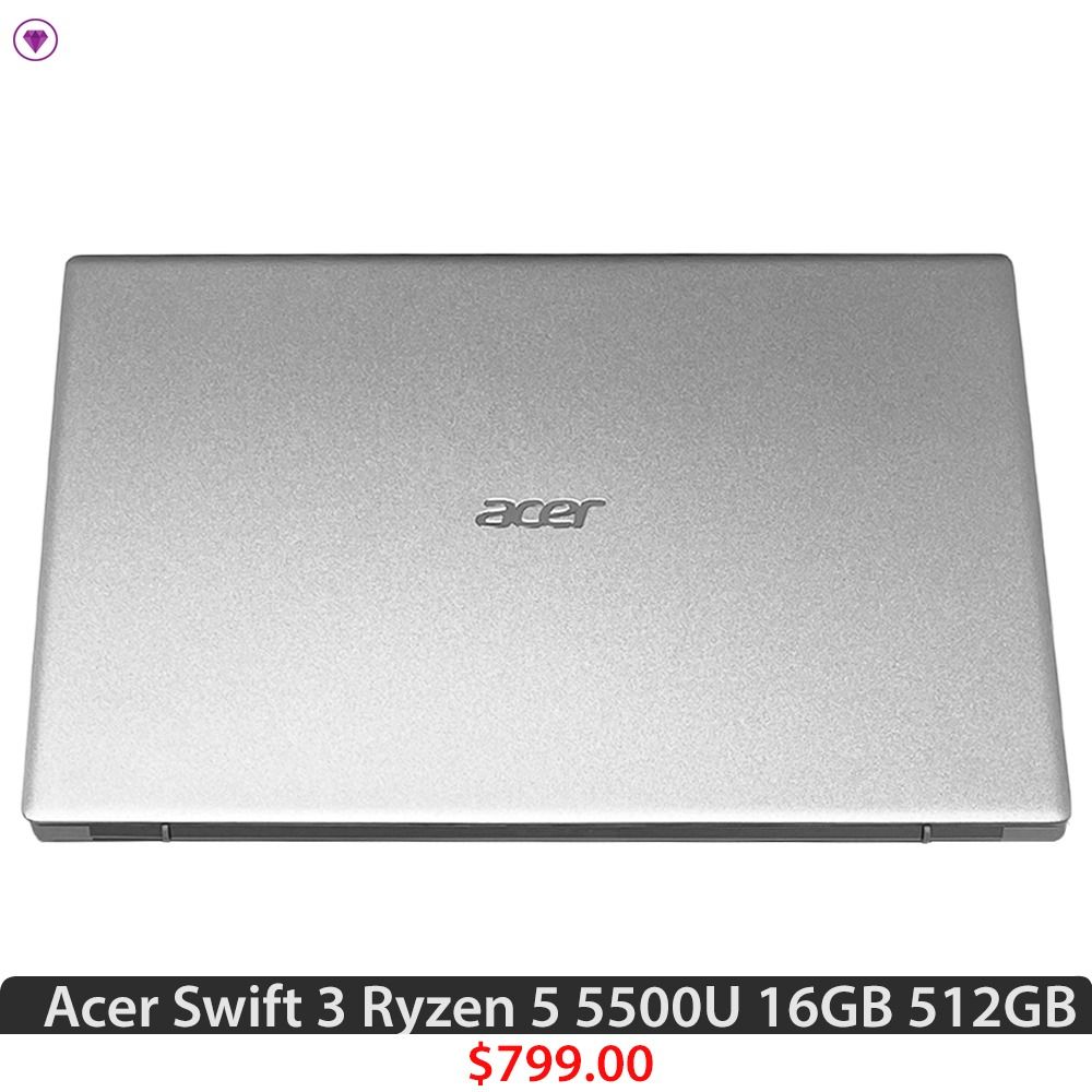 Acer Swift 3 Ryzen 5 5500U 16GB LPDDR4X 512GB SSD 14" FHD 1.2kg Ultra ...