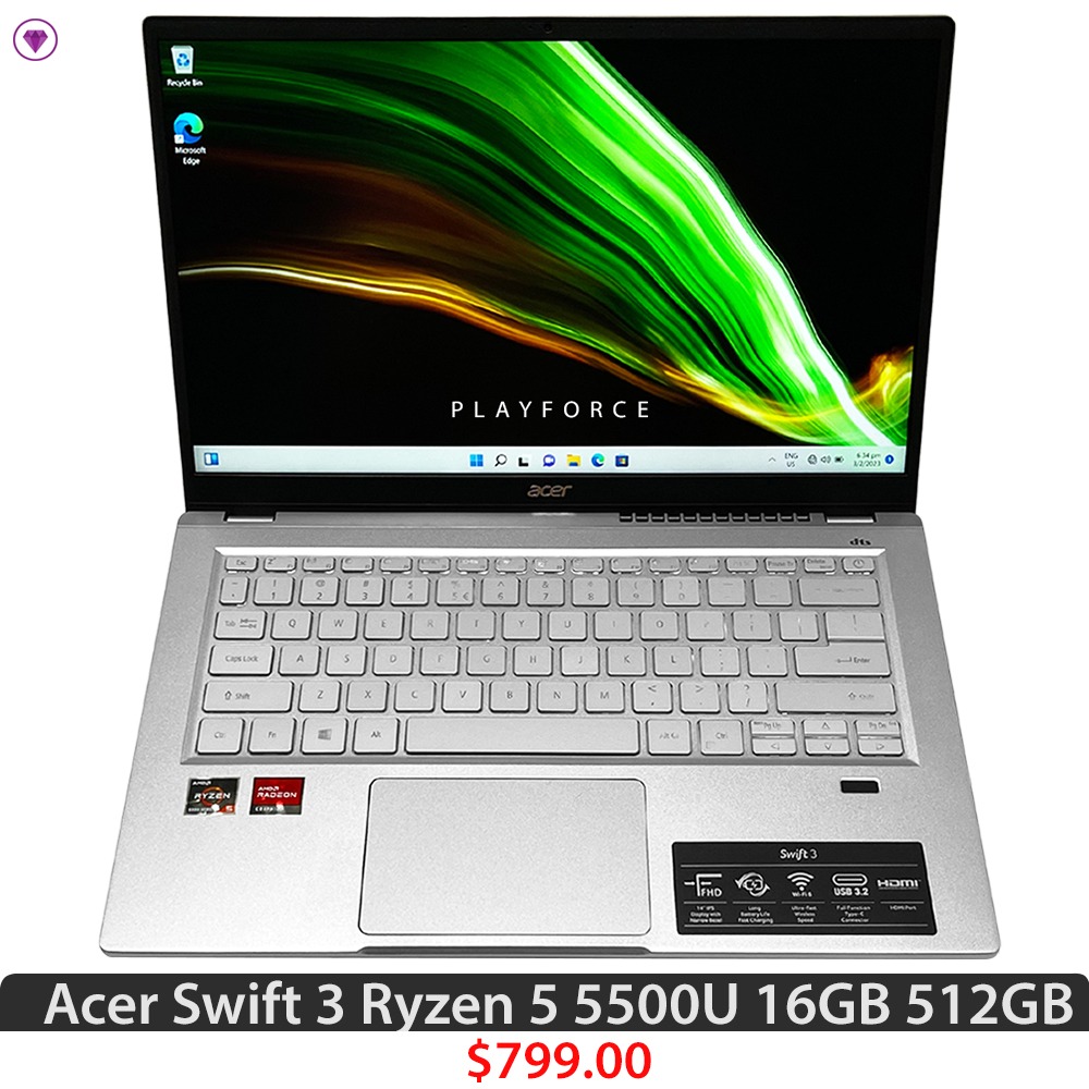 Acer Swift 3 Ryzen 5 5500U 16GB LPDDR4X 512GB SSD 14" FHD 1.2kg Ultra ...