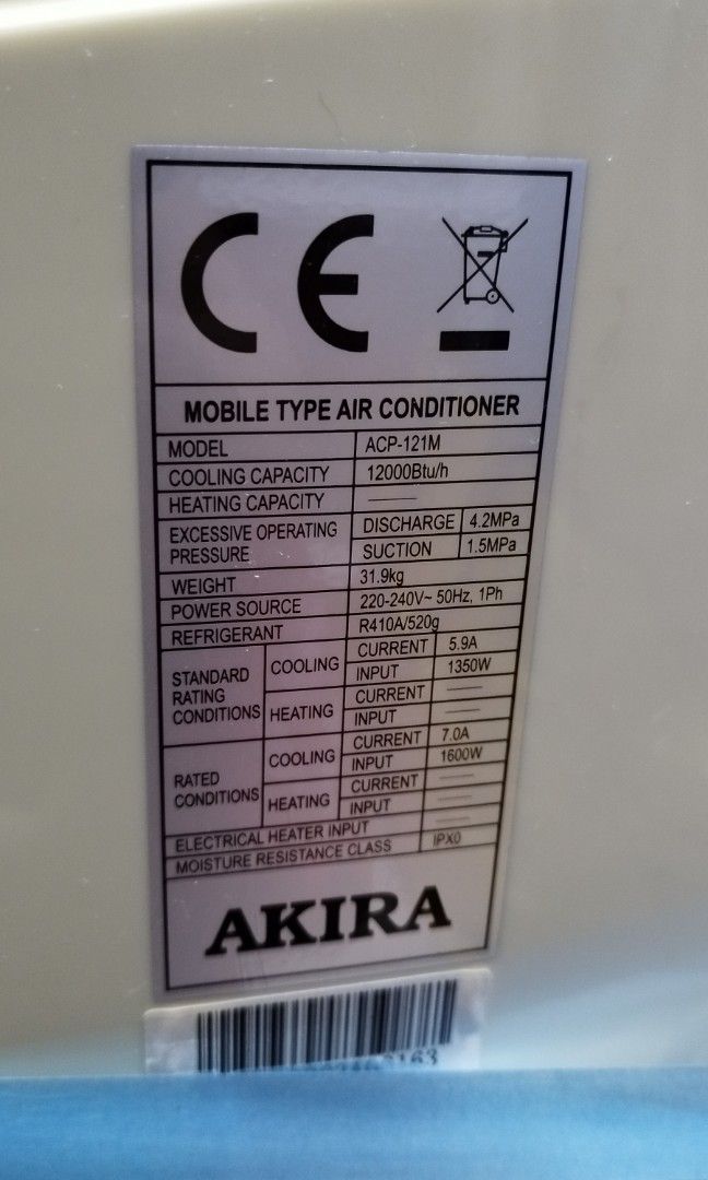 AKIRA Portable Aircon, TV & Home Appliances, Air Conditioners & Heating ...