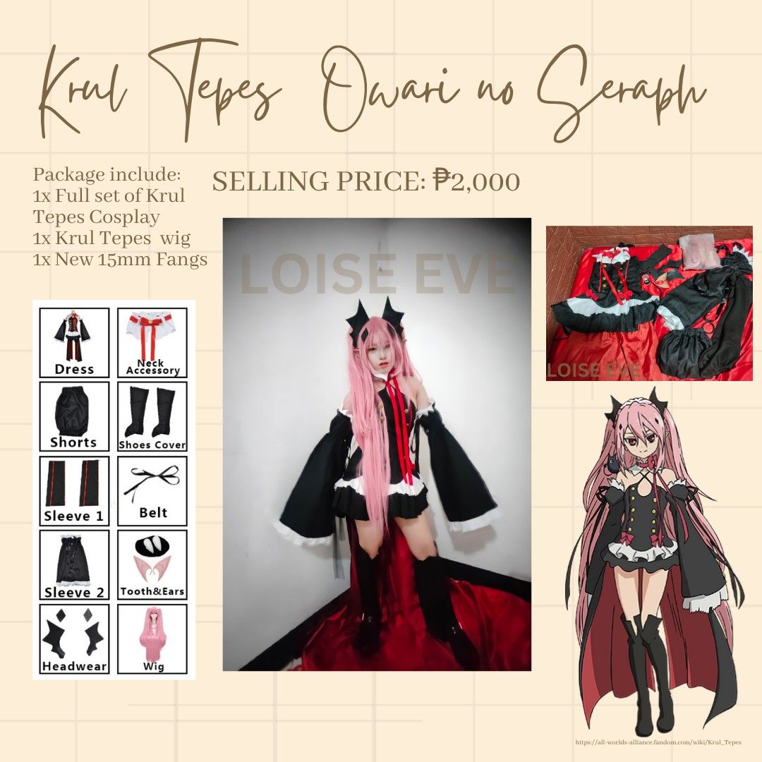 Anime Krul Tepes Owari No Seraph Seraph of The End Cosplay Costume ...