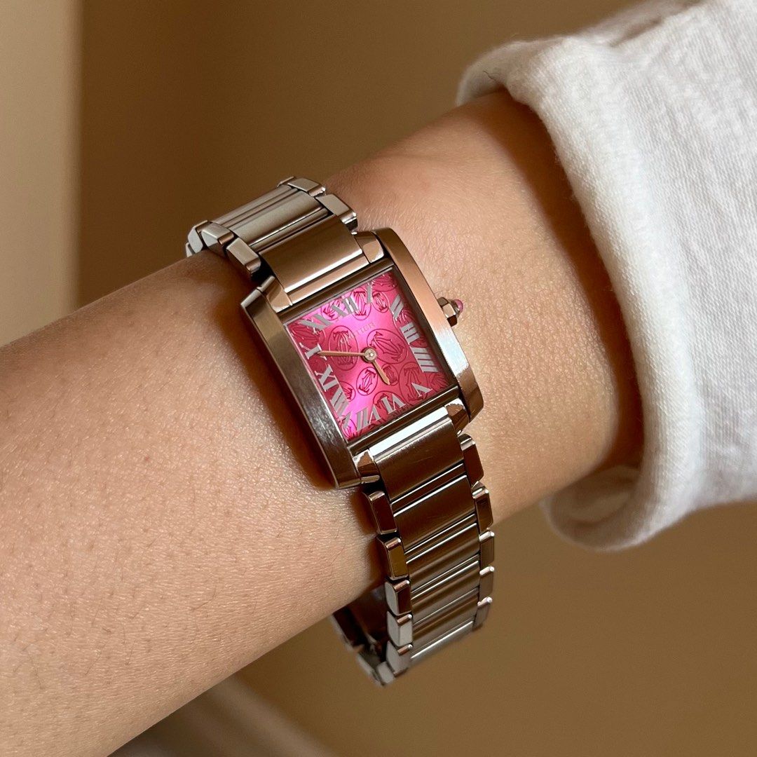 Authentic Preloved Cartier Tank Francaise Rasperry Dial with Cartier ...