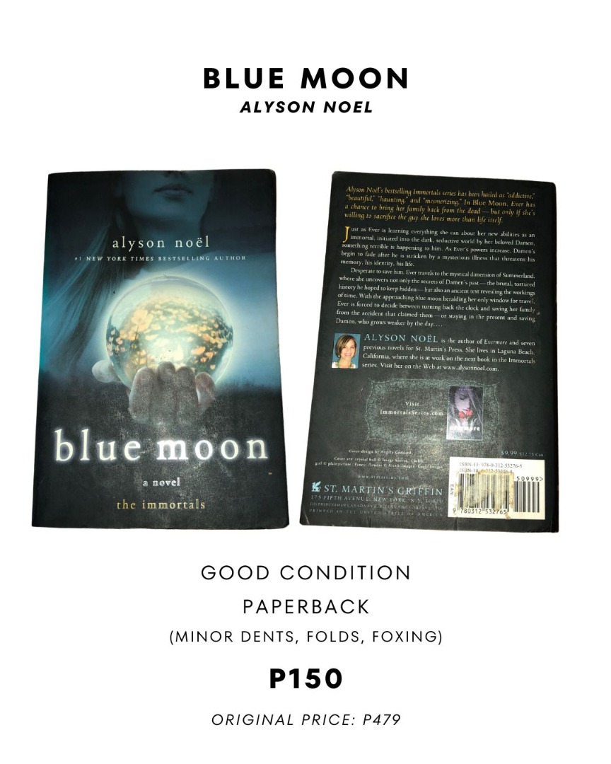 Blue Moon by Alyson Noel, Hobbies & Toys, Books & Magazines, Fiction & Non-Fiction on Carousell