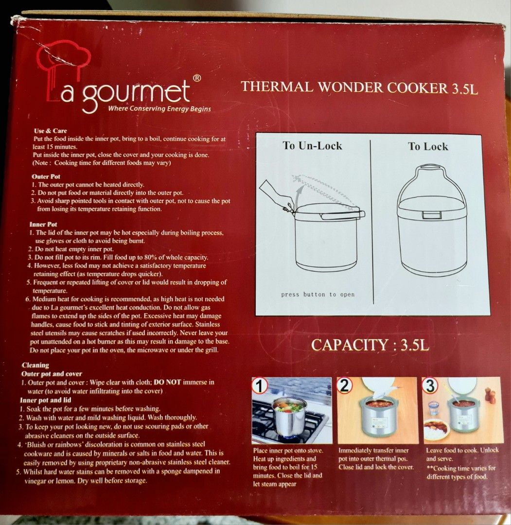 BN La Gourmet Thermal Wonder Cooker 3.5L, Furniture & Home Living ...