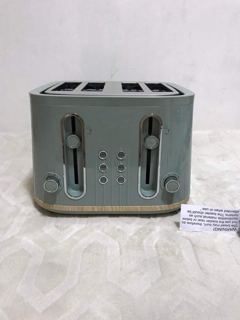Branded 4 Slice Bread Toaster Sage green with wood trim design on Carousell