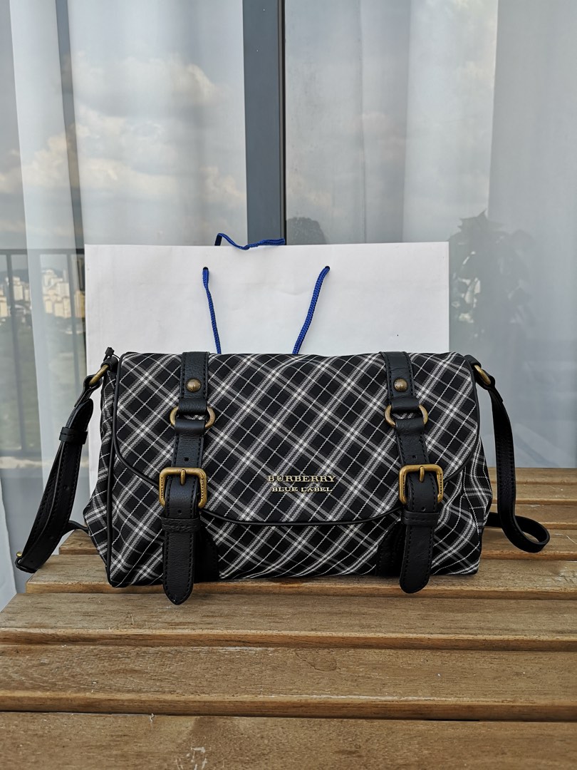 Burberry Blue Label All Black Checkered Bag, Luxury, Bags & Wallets on ...