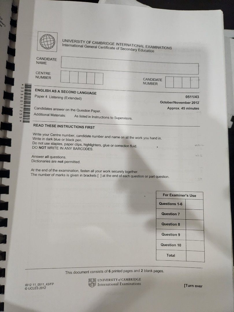Cambridge Igcse Past Papers Hobbies And Toys Books And Magazines Assessment Books On Carousell