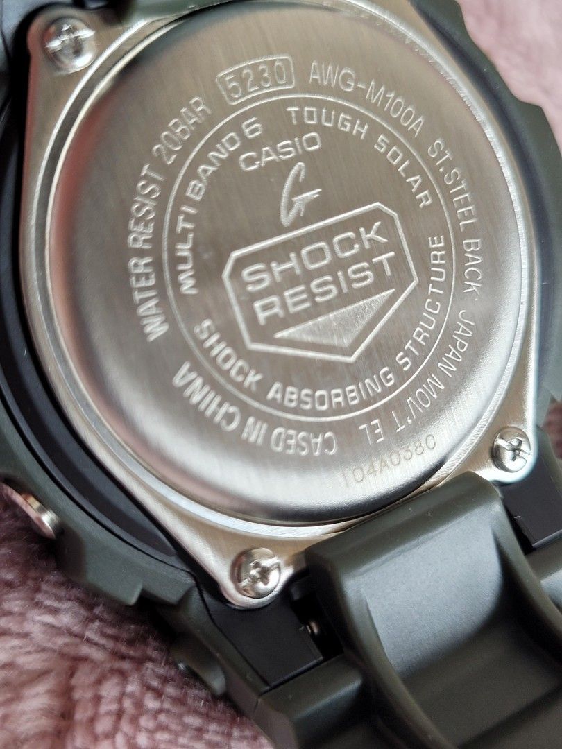 Casio G-SHOCK AWG-M100A (Military Green/Gold), Men's Fashion, Watches ...
