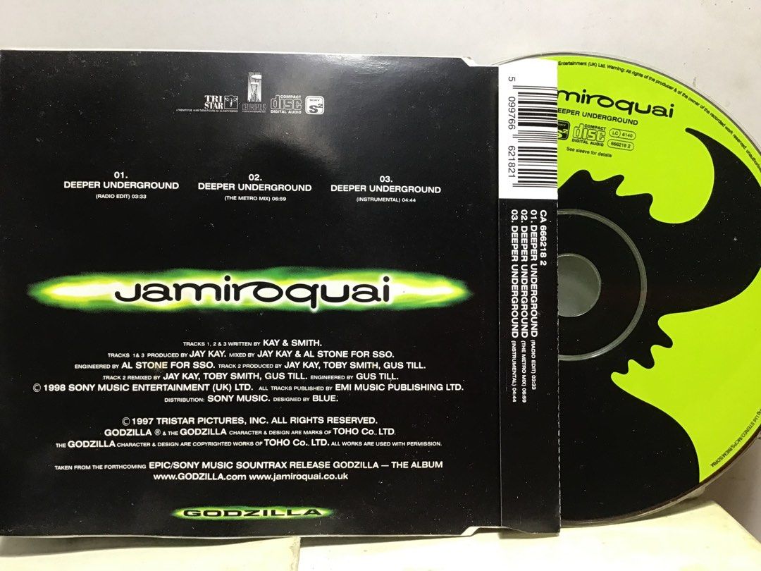 CD SINGLE Jamiroquai - Deeper Underground (Godzilla OST) OOP ORIGINAL ...