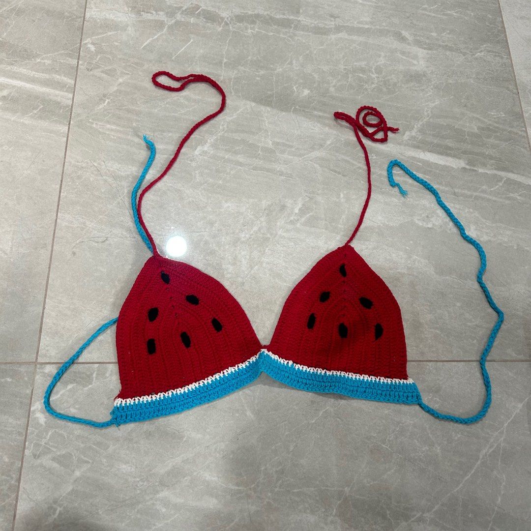 Crochet Watermelon Bikini Top Womens Fashion Swimwear Bikinis