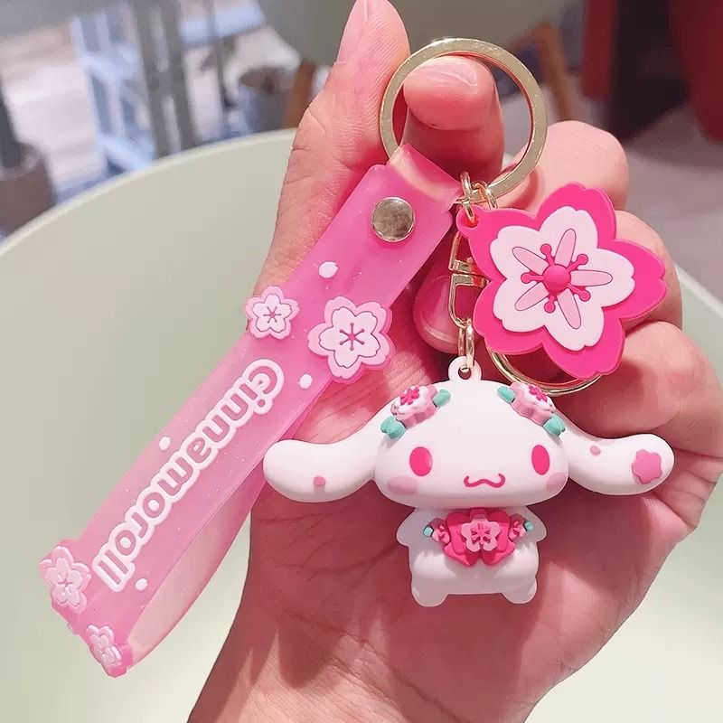 Cute Sanrio Pink Sakura Cherry Blossom Flower Keychain My Melody Hello ...