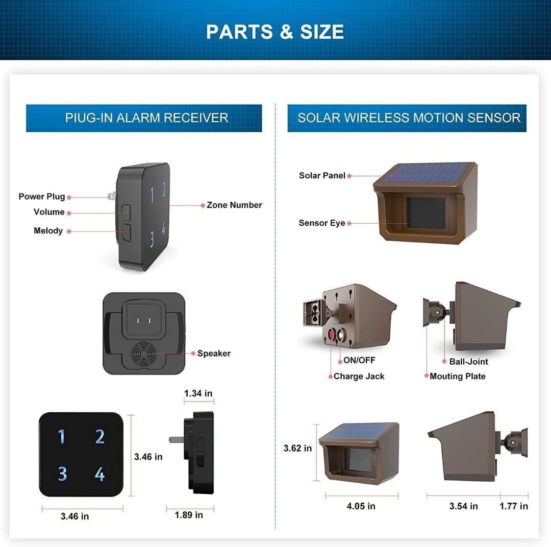 DIY Security Alert System-1 Receiver and 2 Sensors KIT Driveway Alarms ...