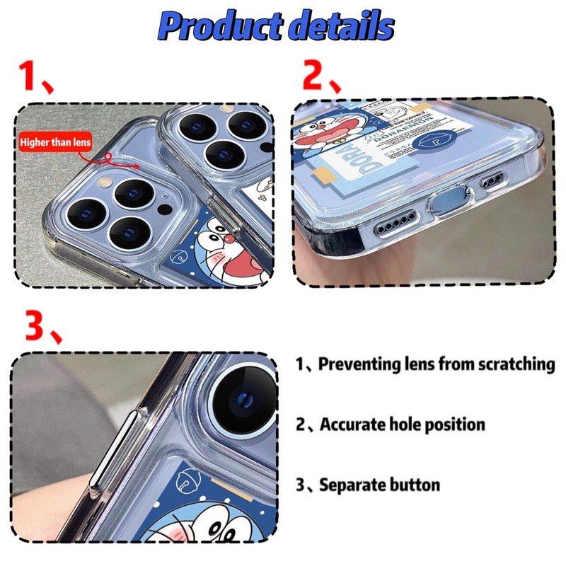 Doraemon Cartoon Transparent Phone Casing For iPhone 14 iPhone 14 Pro ...