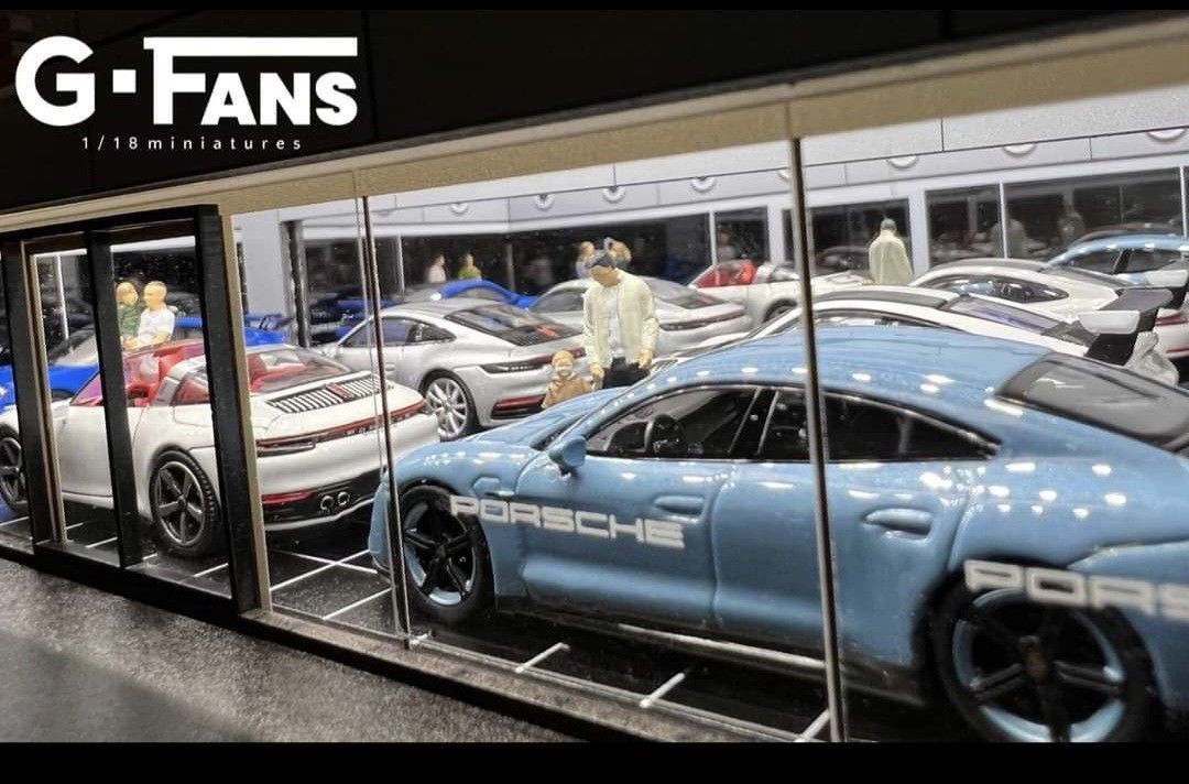 G fans Porsche showroom diorama for 1/64 scale Tag Tomica, Hot wheels ...
