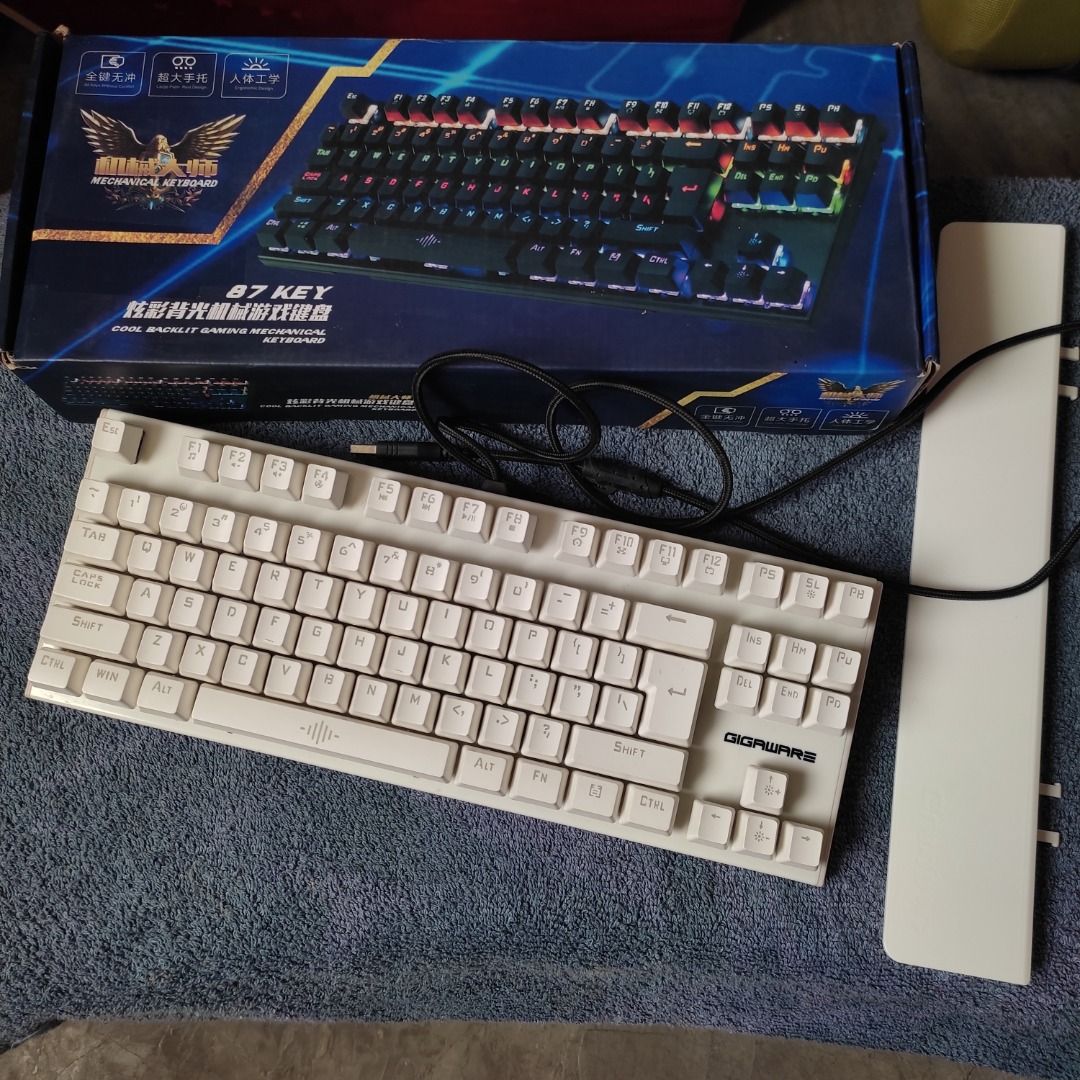 Gigaware K28 Blue Switch Mechanical Keyboard 87keys Gaming Keyboard, Computers & Tech, Parts ...