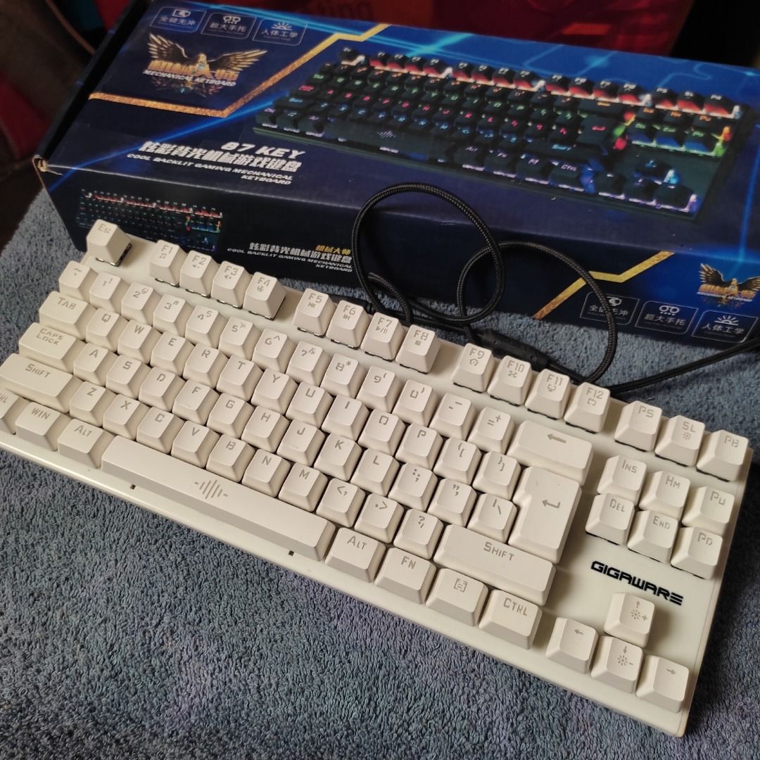 Gigaware K28 Blue Switch Mechanical Keyboard 87keys Gaming Keyboard, Computers & Tech, Parts ...