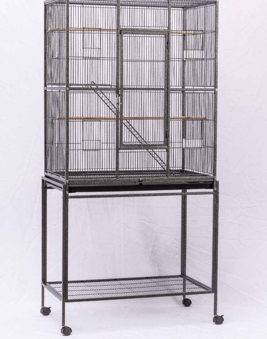 Hammerspray wrought iron parrot cage. Size approx 77x 46x163cm. Ideal ...