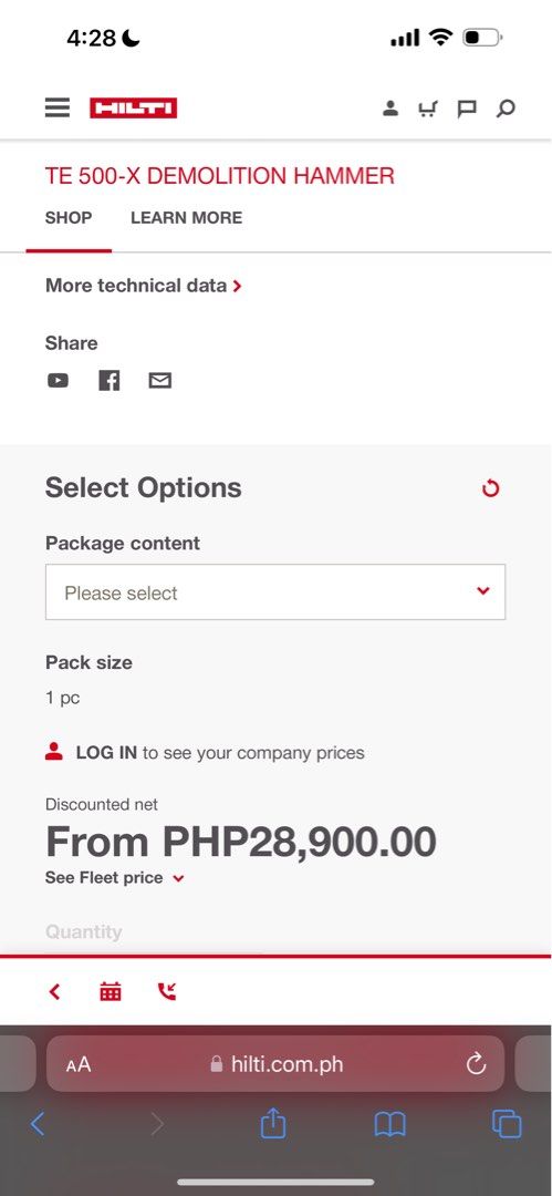 HILTI TE-500X Demolition Hammer with HardCase and 4pcs. chesil ...