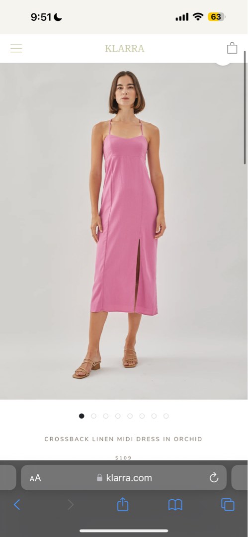 Klarra Crossback Linen Midi Dress in Orchird, Women's Fashion, Dresses ...