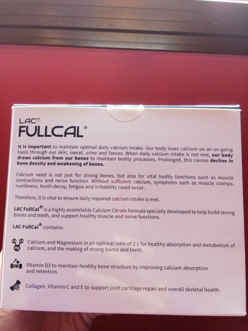 LAC Fullcal calcium citrate sticks, Health & Nutrition, Health ...