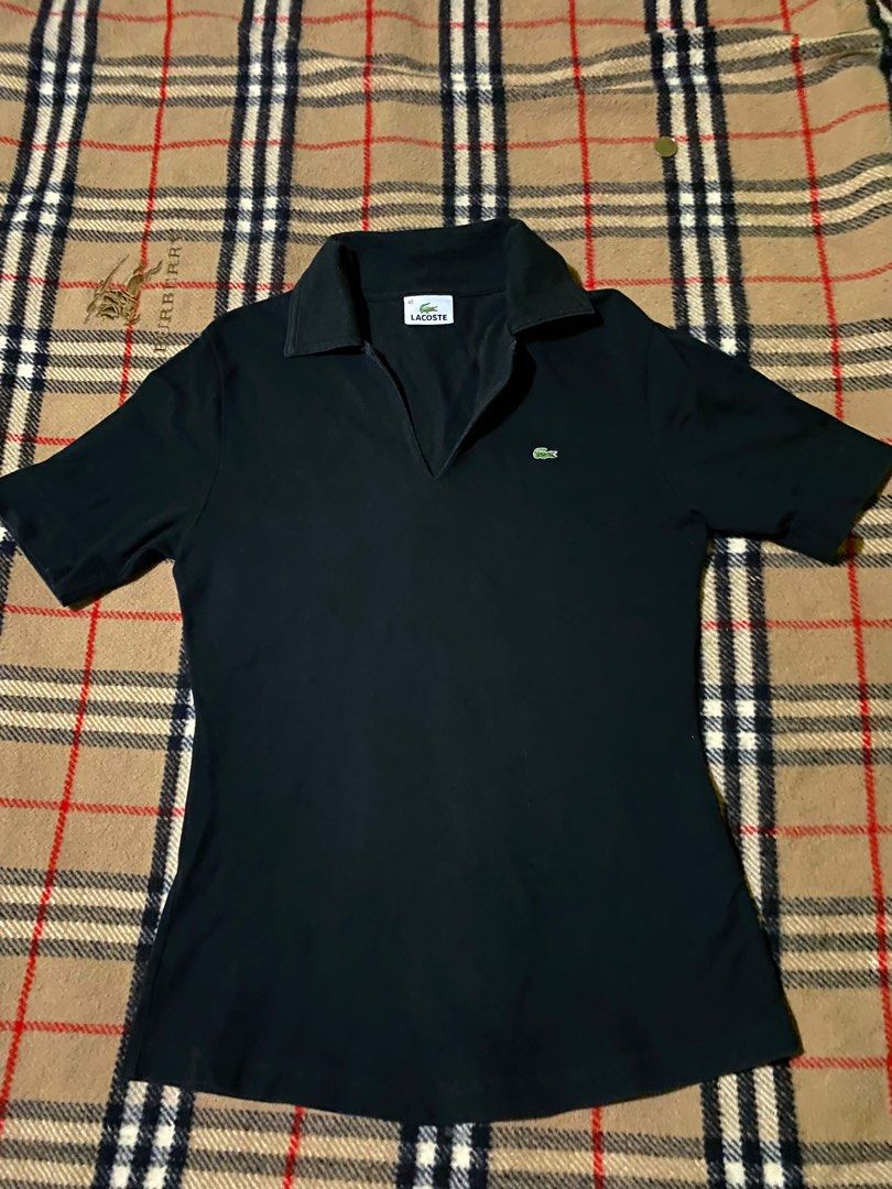 Lacoste v neck with collar, Women's Fashion, Tops, Others Tops on Carousell