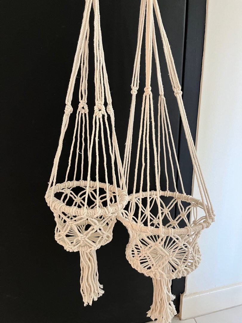 Macrame Rope Hanging Basket, Everything Else on Carousell