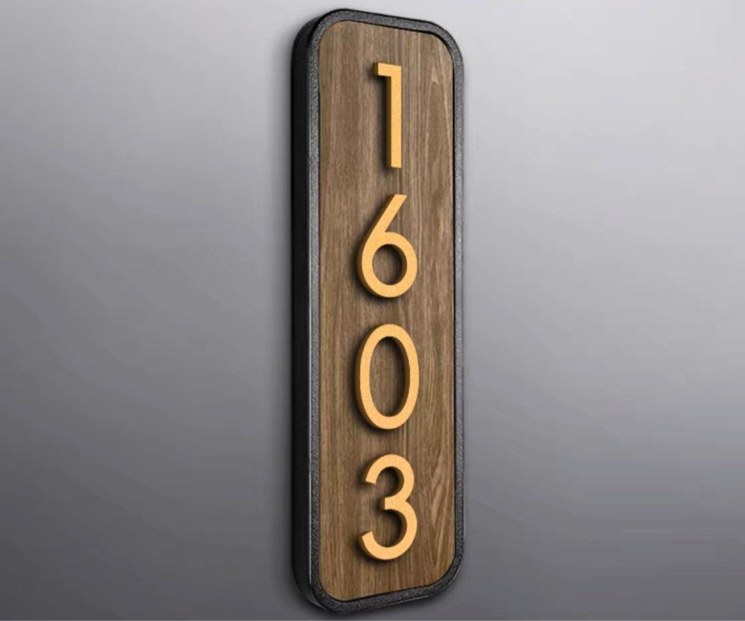 Customised door sign/unit number signage, Furniture & Home Living, Home ...