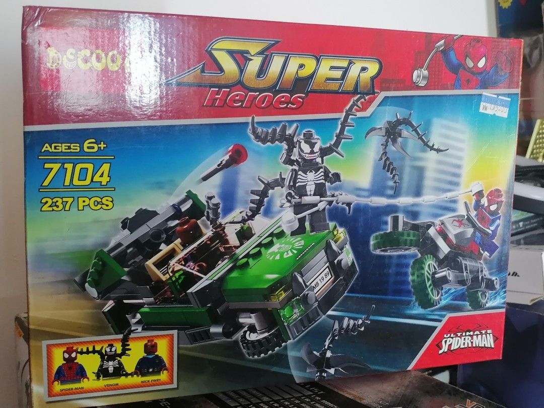 Marvel Spiderman Chase Venom Box Set with Nick Fury minifigs, Hobbies ...