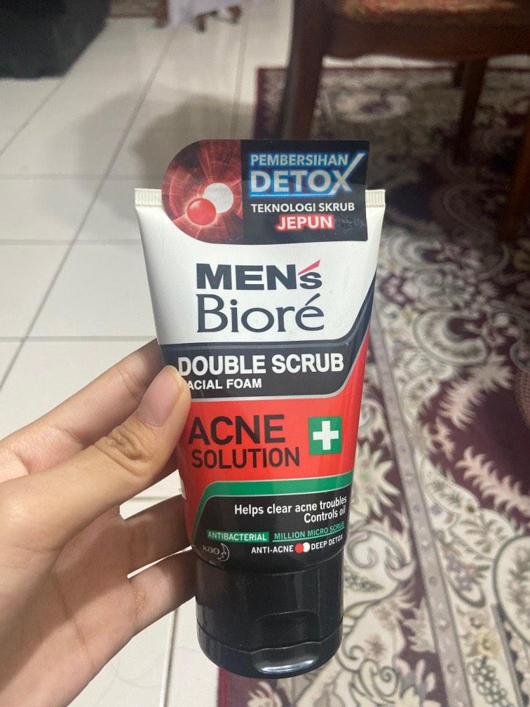 Men Biore Double Scrub Acne Solution, Beauty & Personal Care, Face ...