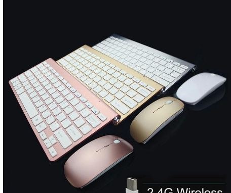 Mini Keyboard Mouse Combo Set 2.4G Wireless Ultra-thin Gaming Keyboard and Mouse Bundle for PC ...