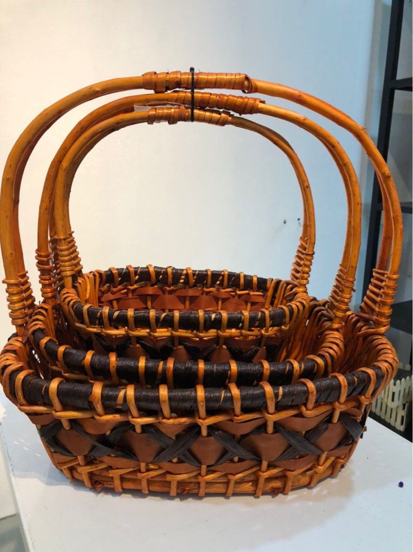 Multipurpose Oval Rattan Basket / Bakul Rotan, Furniture & Home Living ...
