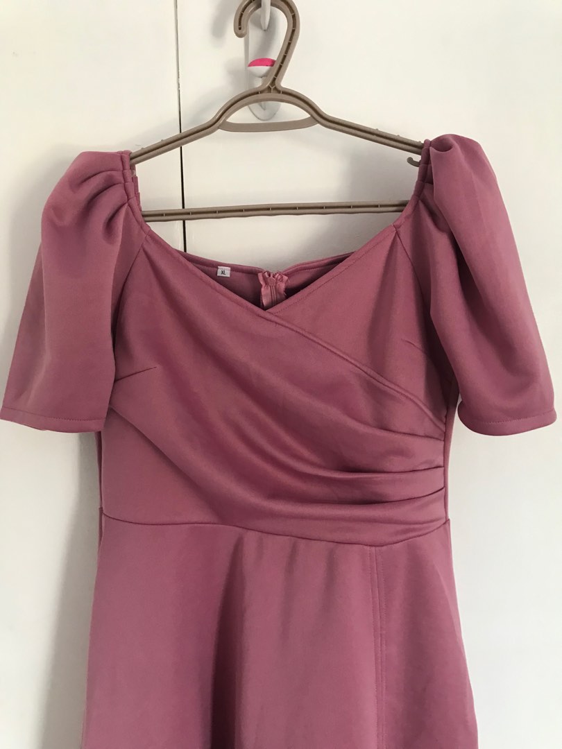 old rose floor-length dress XL (pang abay or ninang), Women's Fashion, Dresses & Sets, Evening ...