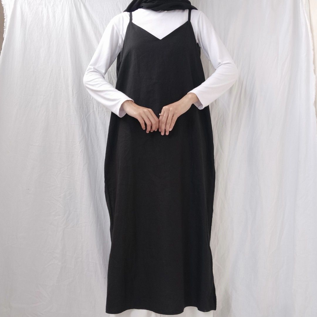 Overall dreas warna hitam polos, Fesyen Wanita, Pakaian Wanita ...