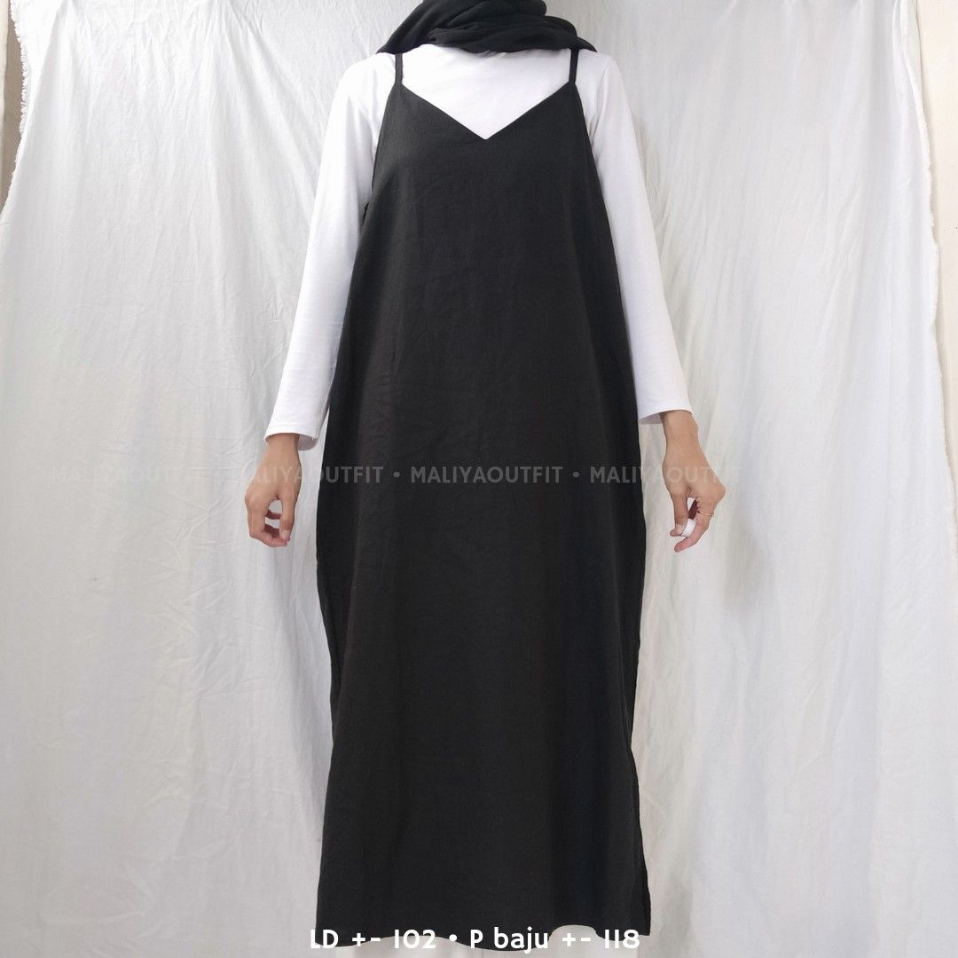 Overall dreas warna hitam polos, Fesyen Wanita, Pakaian Wanita ...