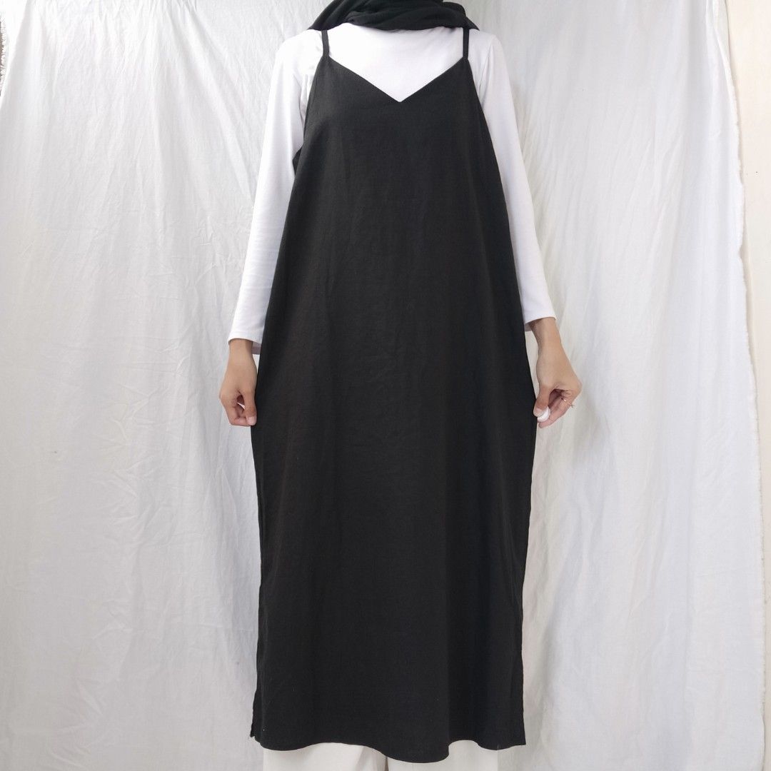 Overall dreas warna hitam polos, Fesyen Wanita, Pakaian Wanita ...